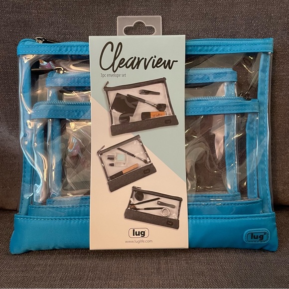 lug | Bags | Lug Threepiece 3pc Envelope Clearview Zip Organizers Sky ...